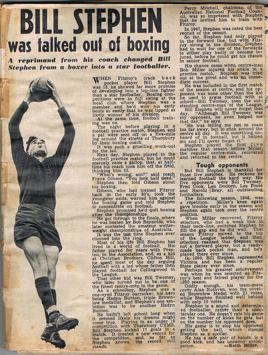 Almanac Obituary: Vale Bill Stephen – Legend of the Fitzroy FC