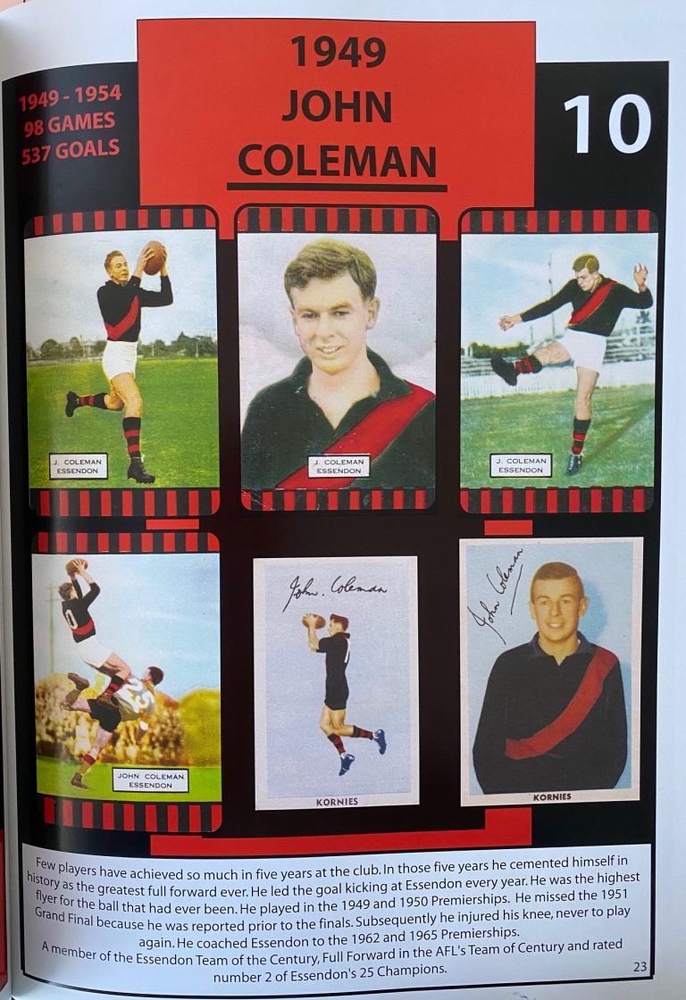 ‘Essendon Football Club Best and Fairest Players from VFL days….told ...